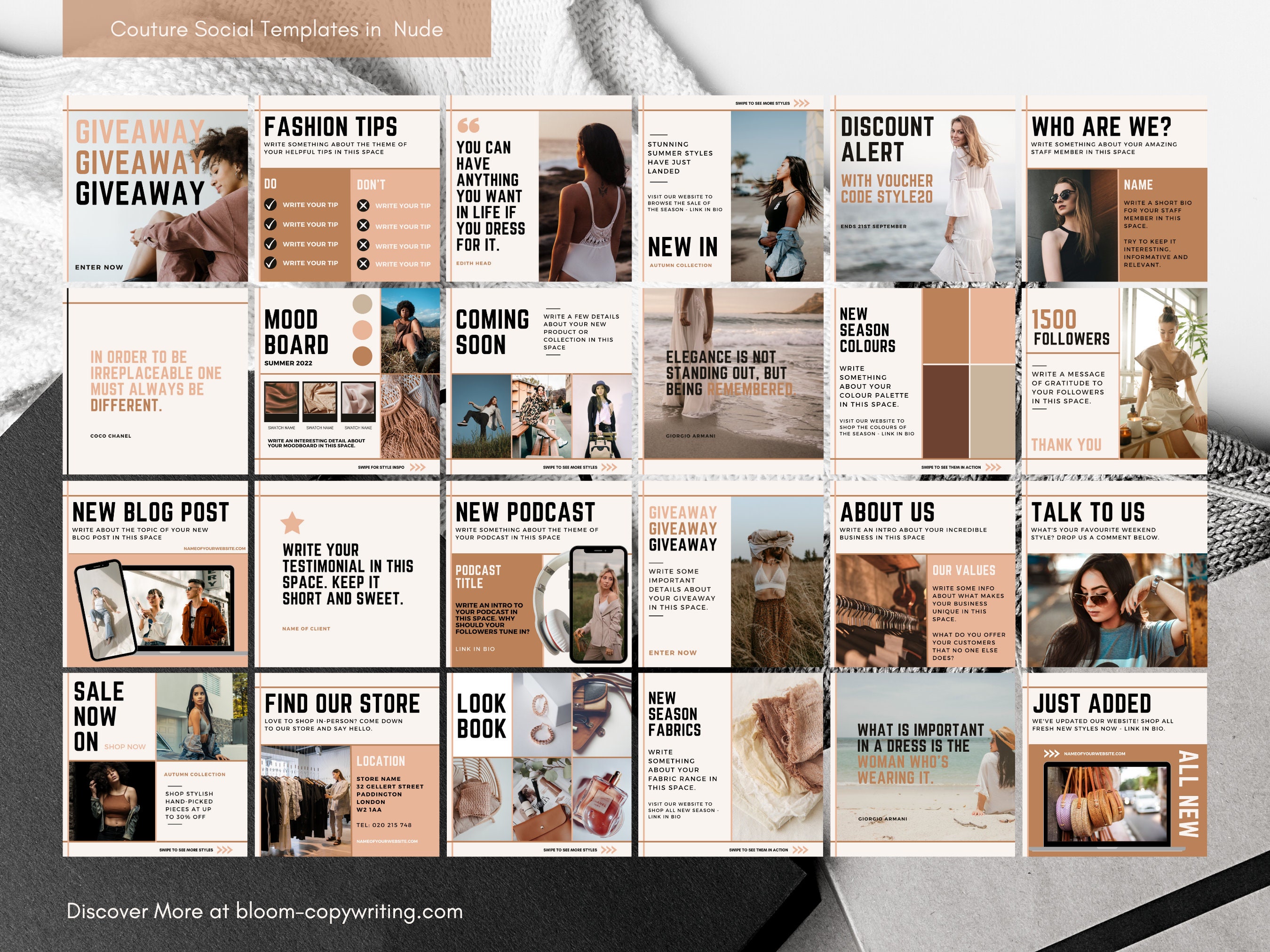 45 Neutral Fashion Templates Customisable Canva Templates - Etsy