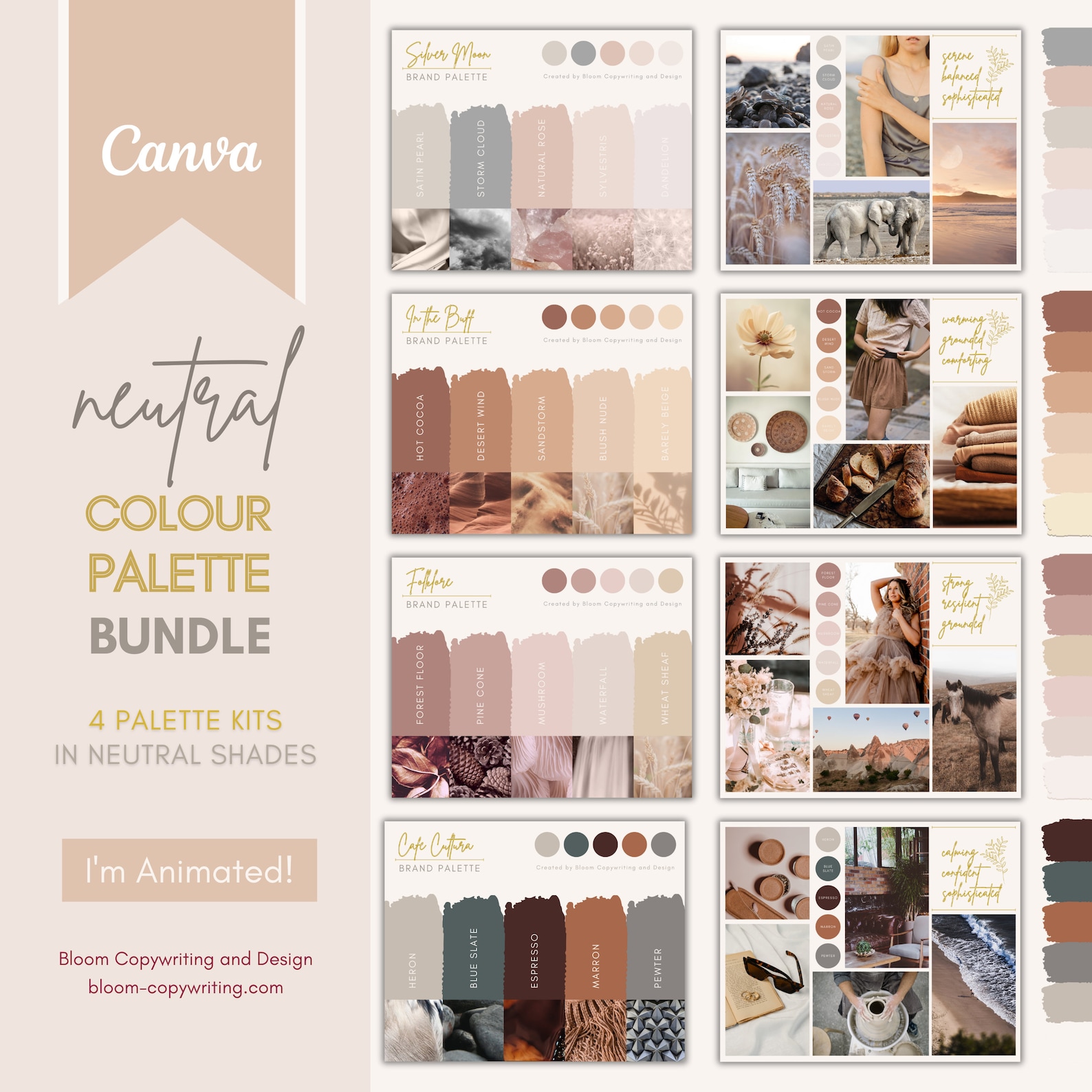 SAVE 10% Neutral Brand Palette Bundle Editable Canva Colour Palette ...
