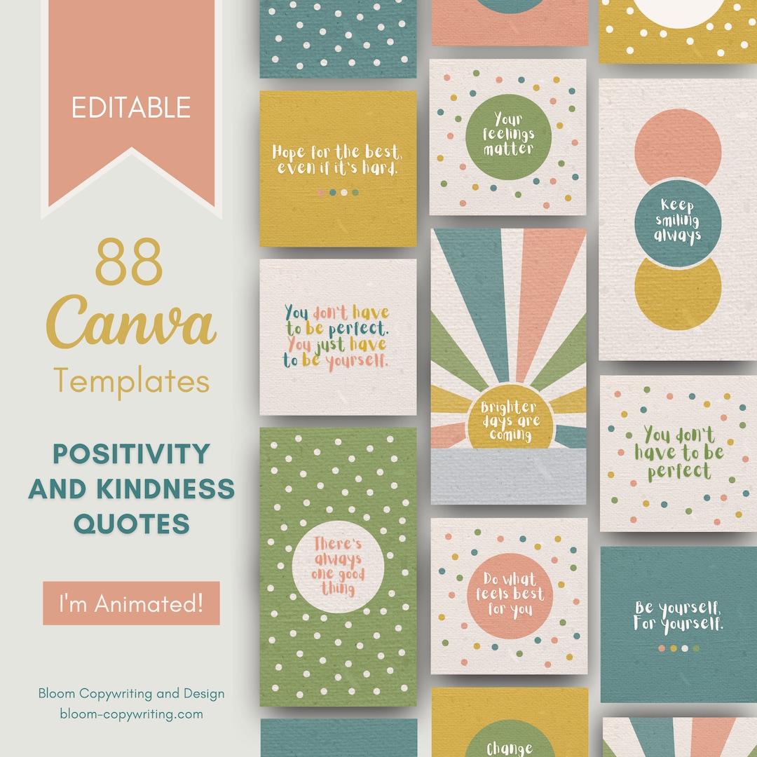88 Kindness & Positivity Canva Templates Editable Instagram Templates ...