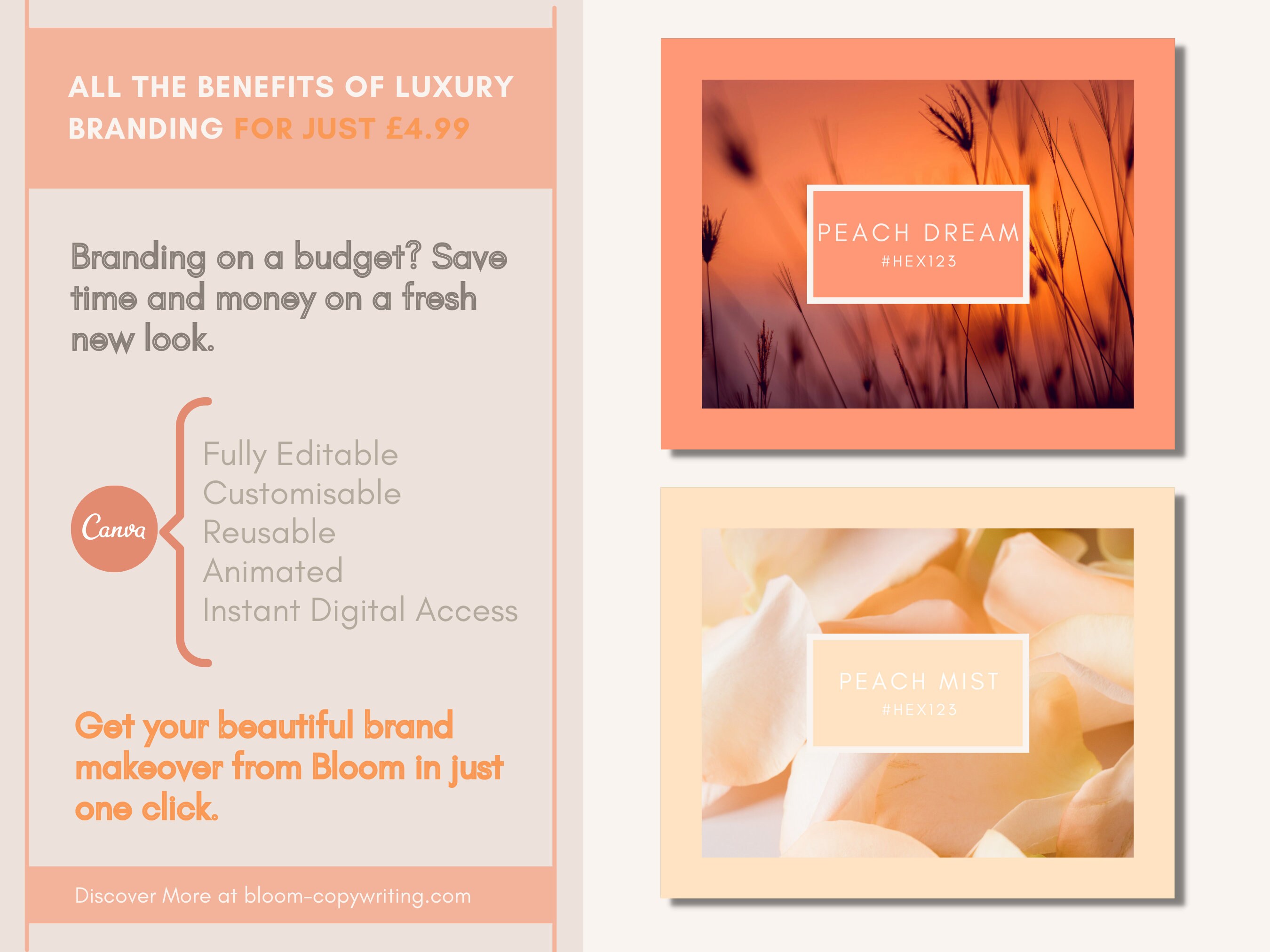 Deluxe Peach Brand Palette Editable Canva Colour Palette - Etsy UK