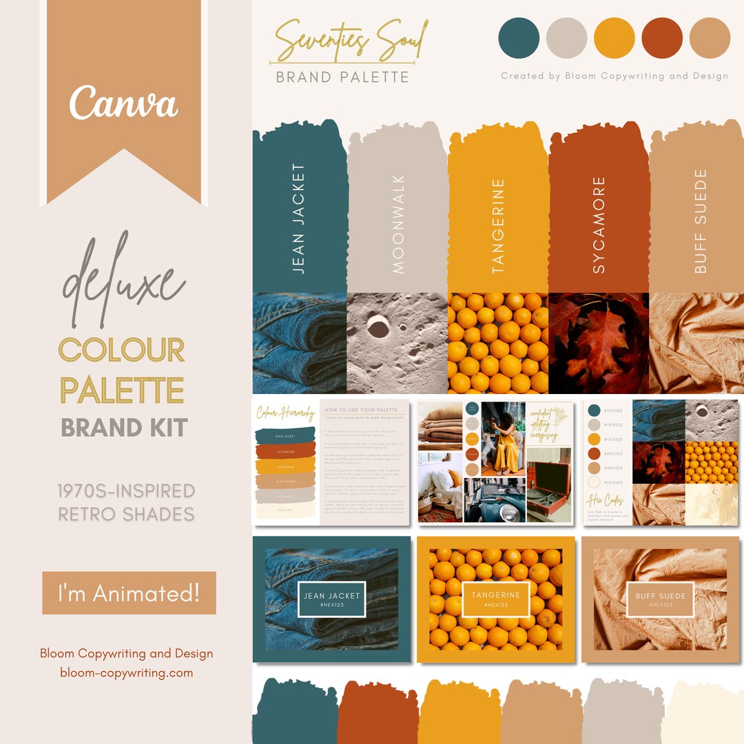 Deluxe Brand Palette Editable Canva Colour Palette With Hex Codes Small ...