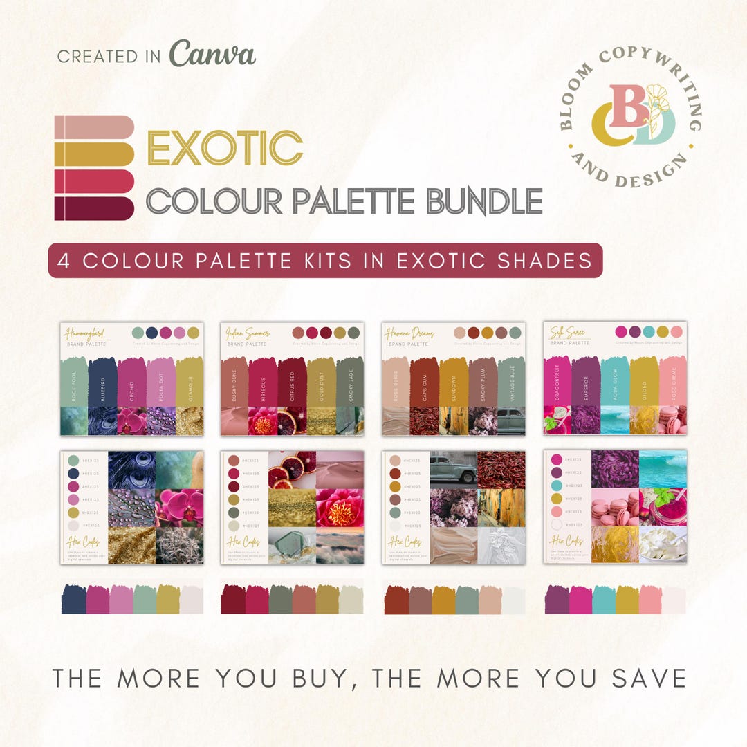 SAVE 25% | Exotic Brand Color Palette Bundle | Canva Color Palettes ...
