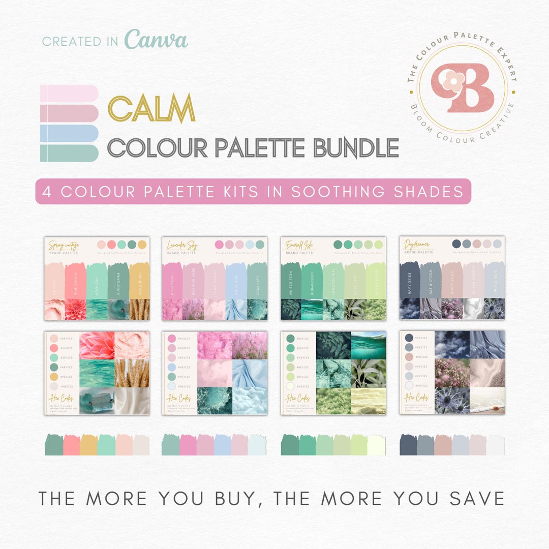 SAVE 25% | Calm Brand Color Palette Bundle | Canva Color Palette With ...