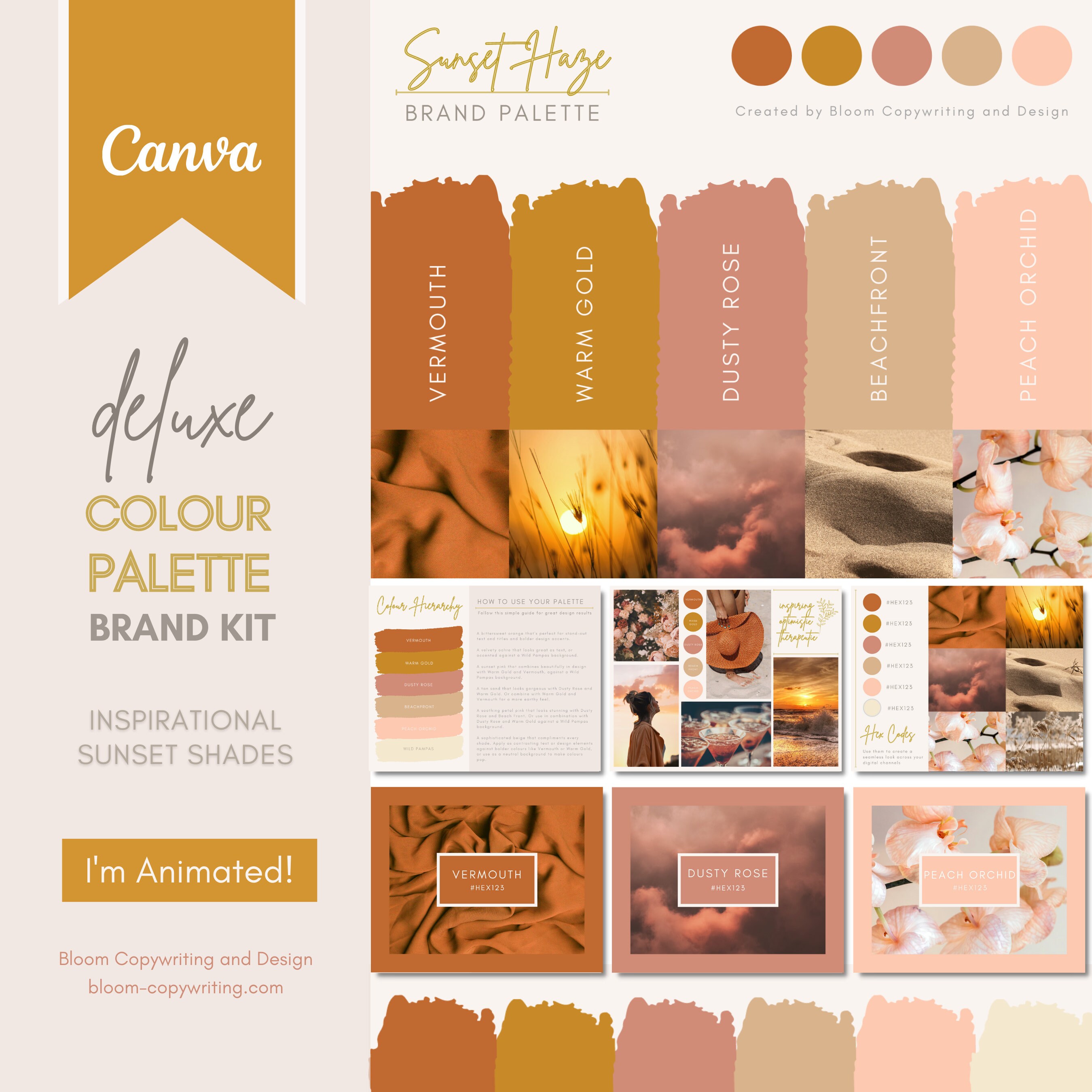 Deluxe Brand Palette Editable Canva Colour Palette With Hex Codes Small ...