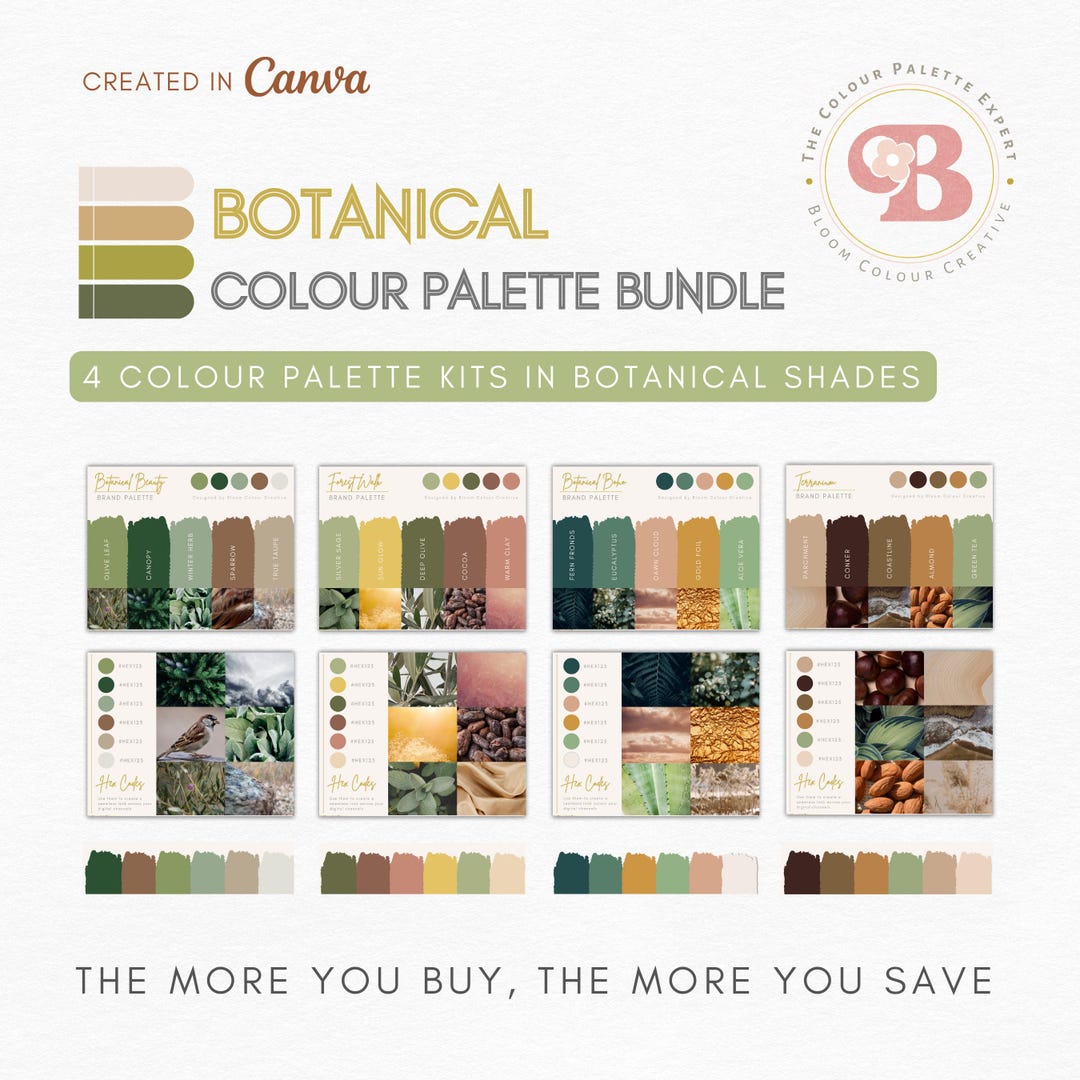 SAVE 25% | Botanical Brand Color Palette Bundle | Canva Color Palettes ...