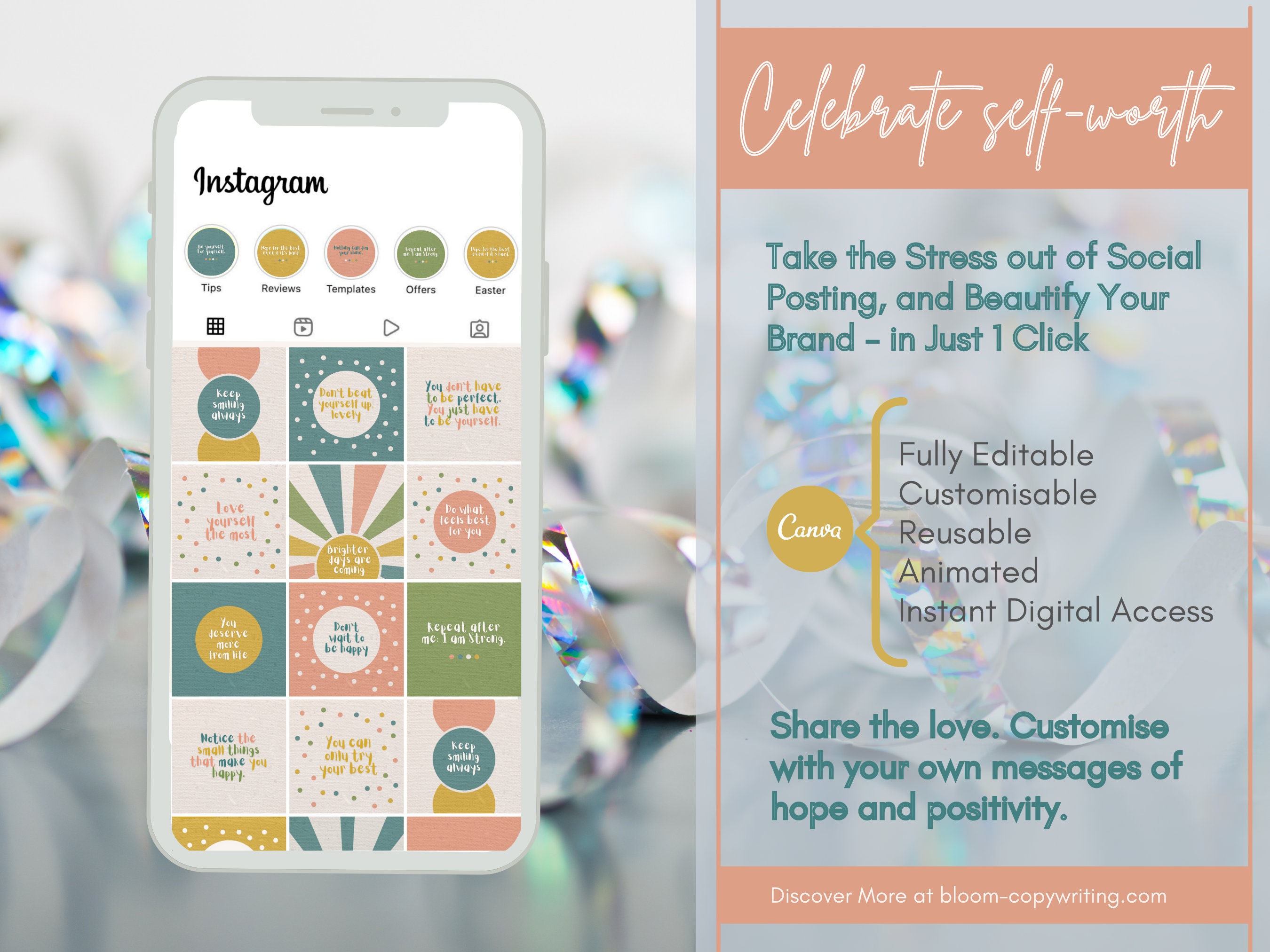 44 Kindness & Positivity Canva Templates Editable Instagram - Etsy