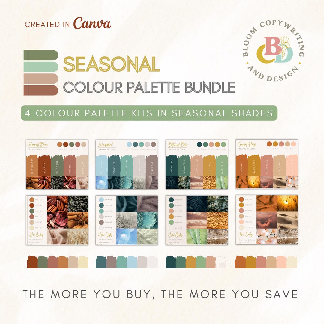 SAVE 10% Four Seasons Color Palette Bundle Canva Color Palettes With ...