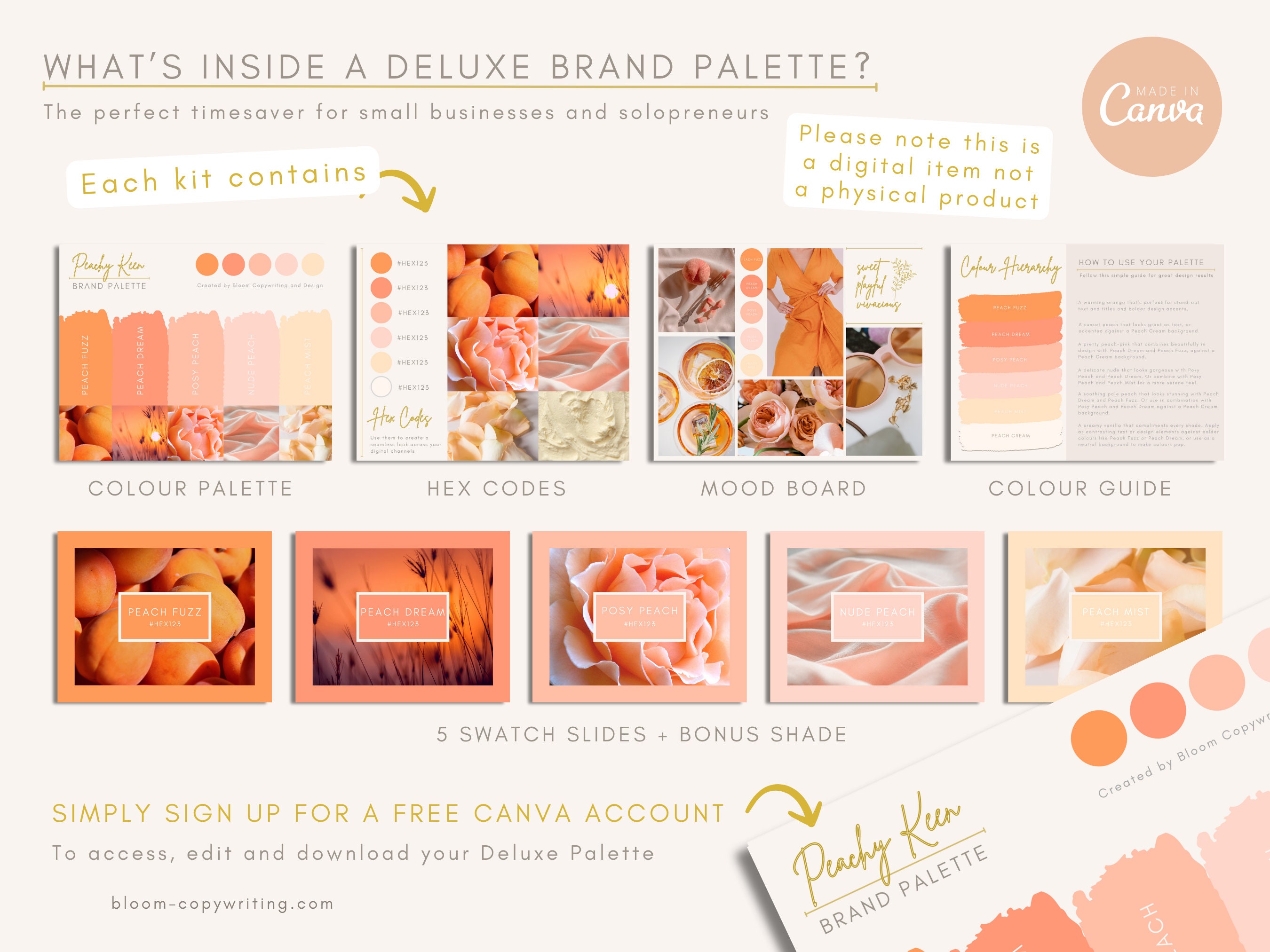 Deluxe Peach Brand Palette Editable Canva Colour Palette - Etsy UK