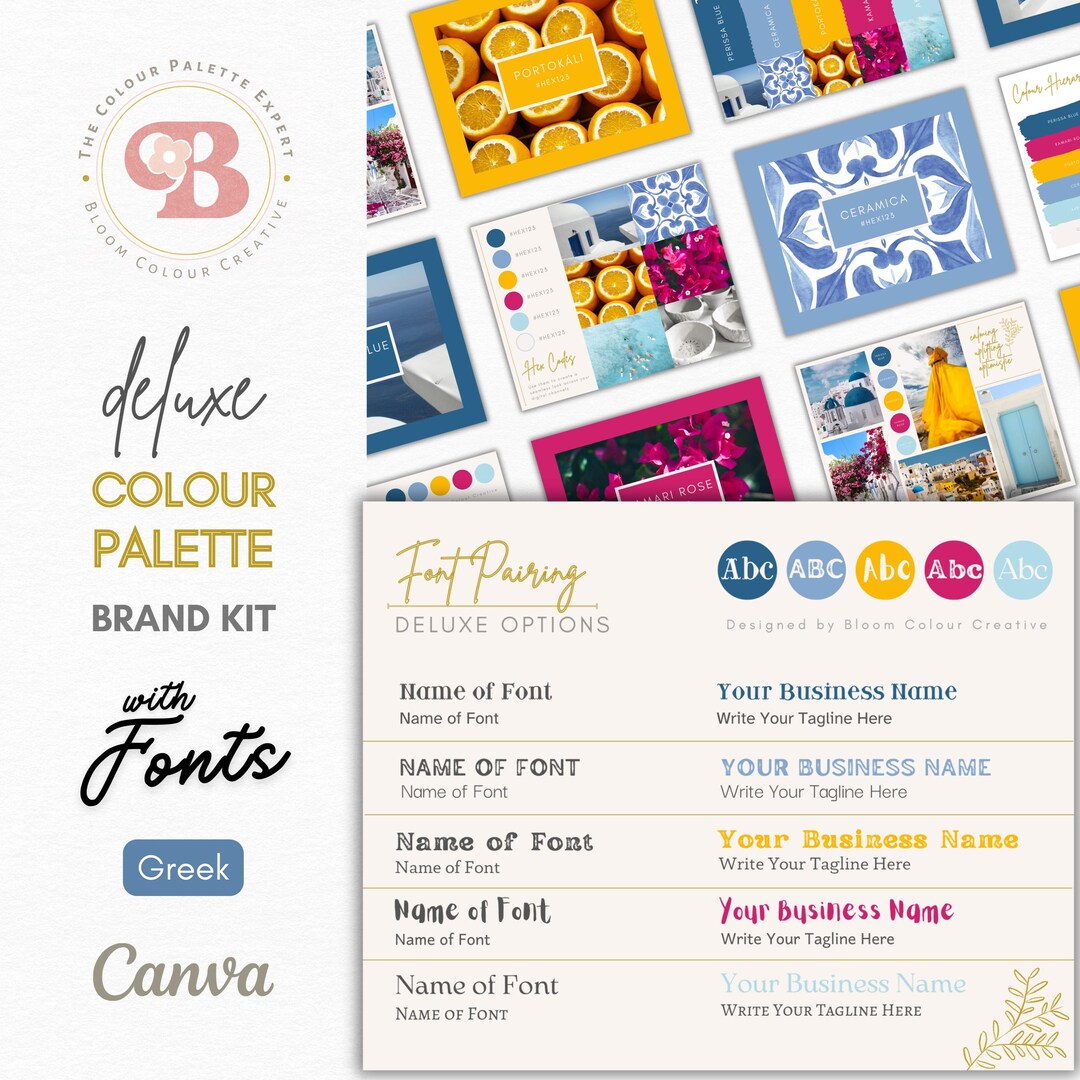 Greek Color Palette With Fonts | Canva Brand Palette With CMYK, RGB ...