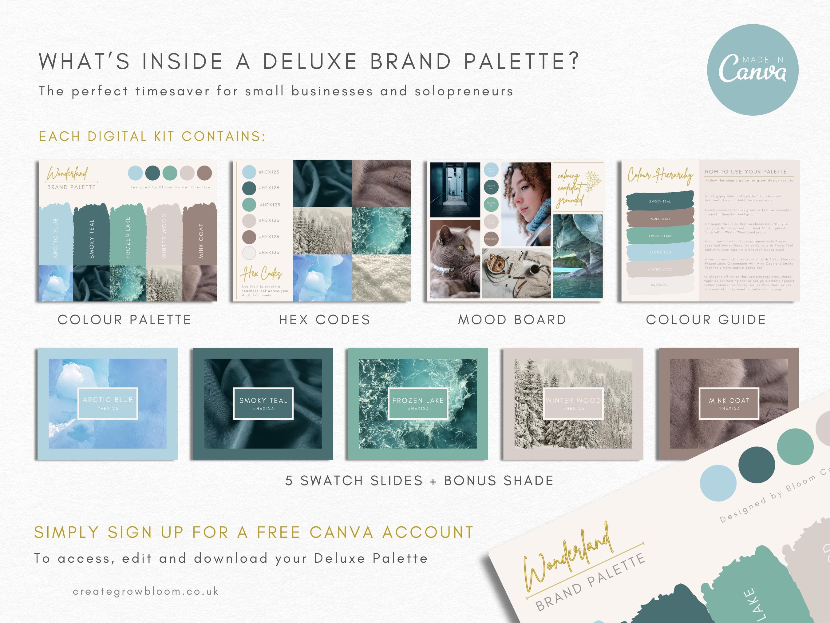 Winter Brand Colour Palette for Canva – Ice Blue Colour Scheme ...