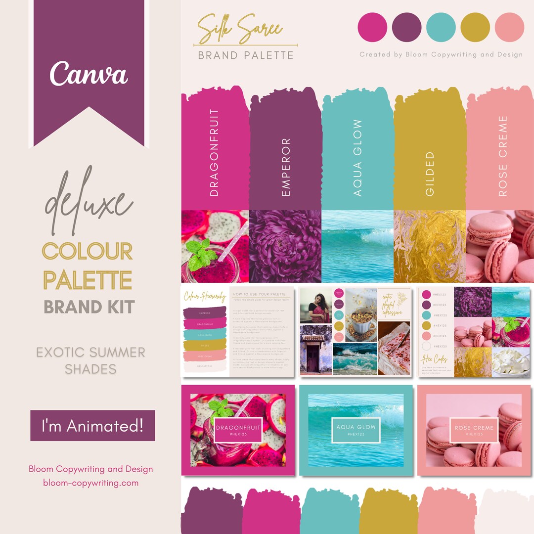 Deluxe Brand Palette Editable Canva Colour Palette With Hex Codes Small ...