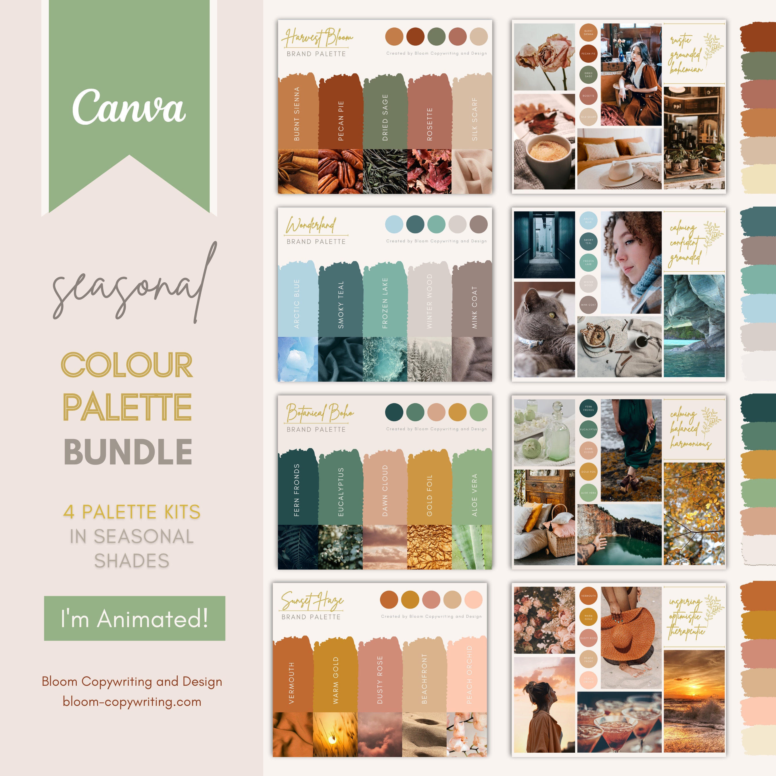 SAVE 10% Four Seasons Colour Palette Bundle Editable Canva Colour ...