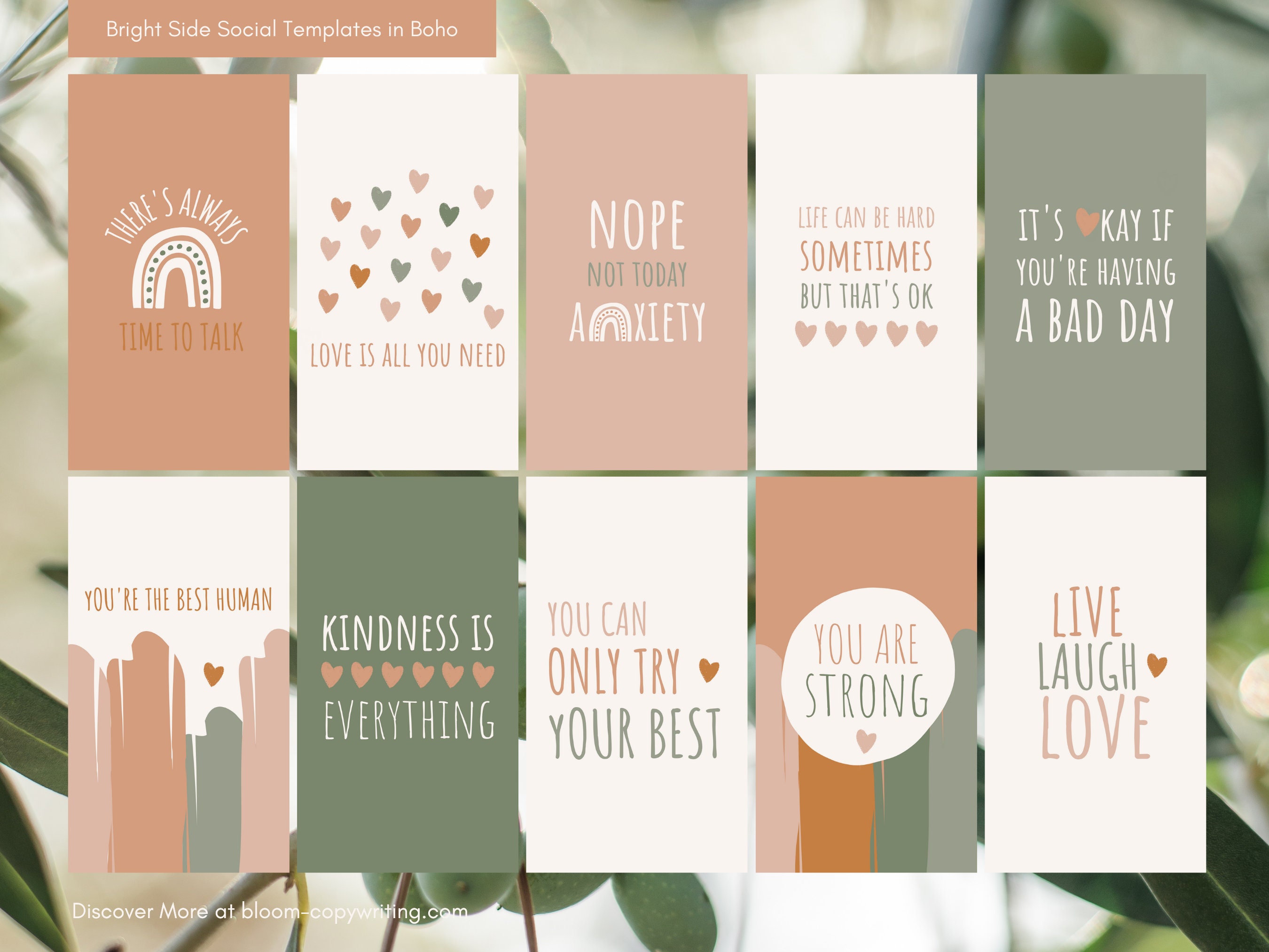100 Positivity & Mental Health Quote Templates Boho Customisable Canva ...