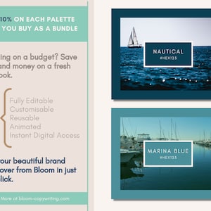 SAVE 10% Coastal Brand Palette Bundle Editable Canva Colour Palette ...