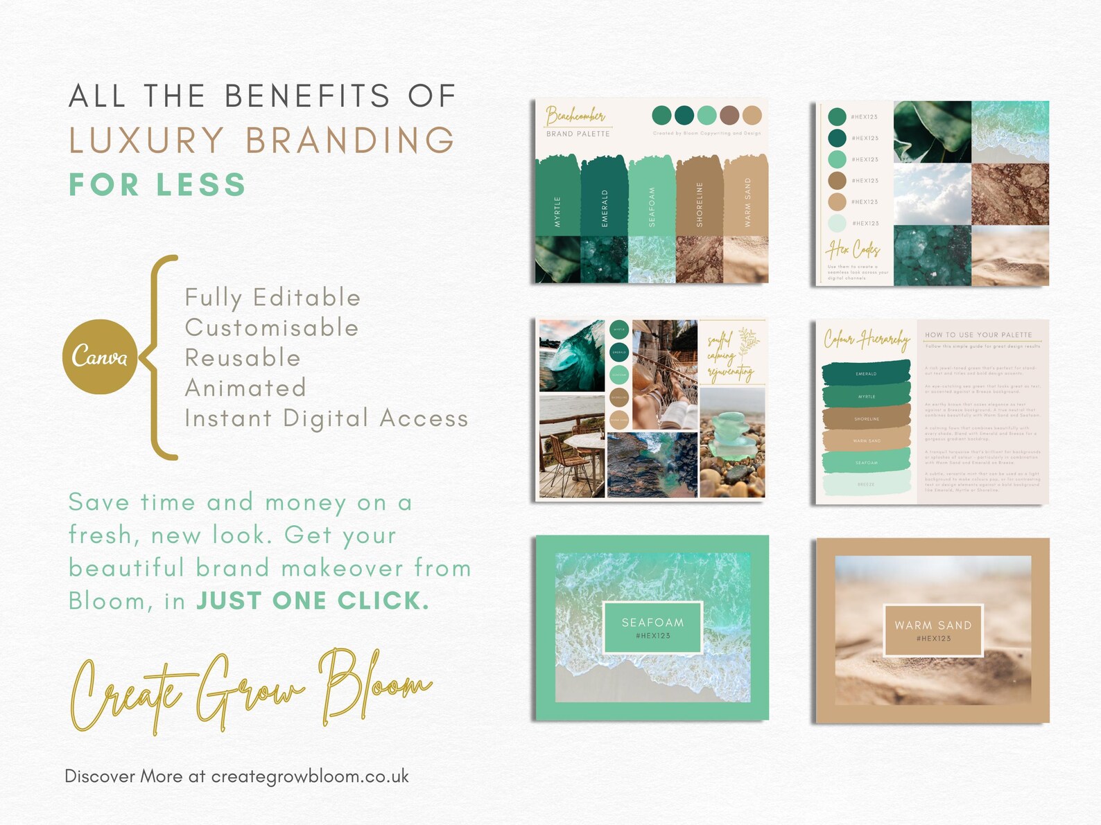 Beach Brand Palette – Canva Colour Palette With Hex Codes – Coastal ...