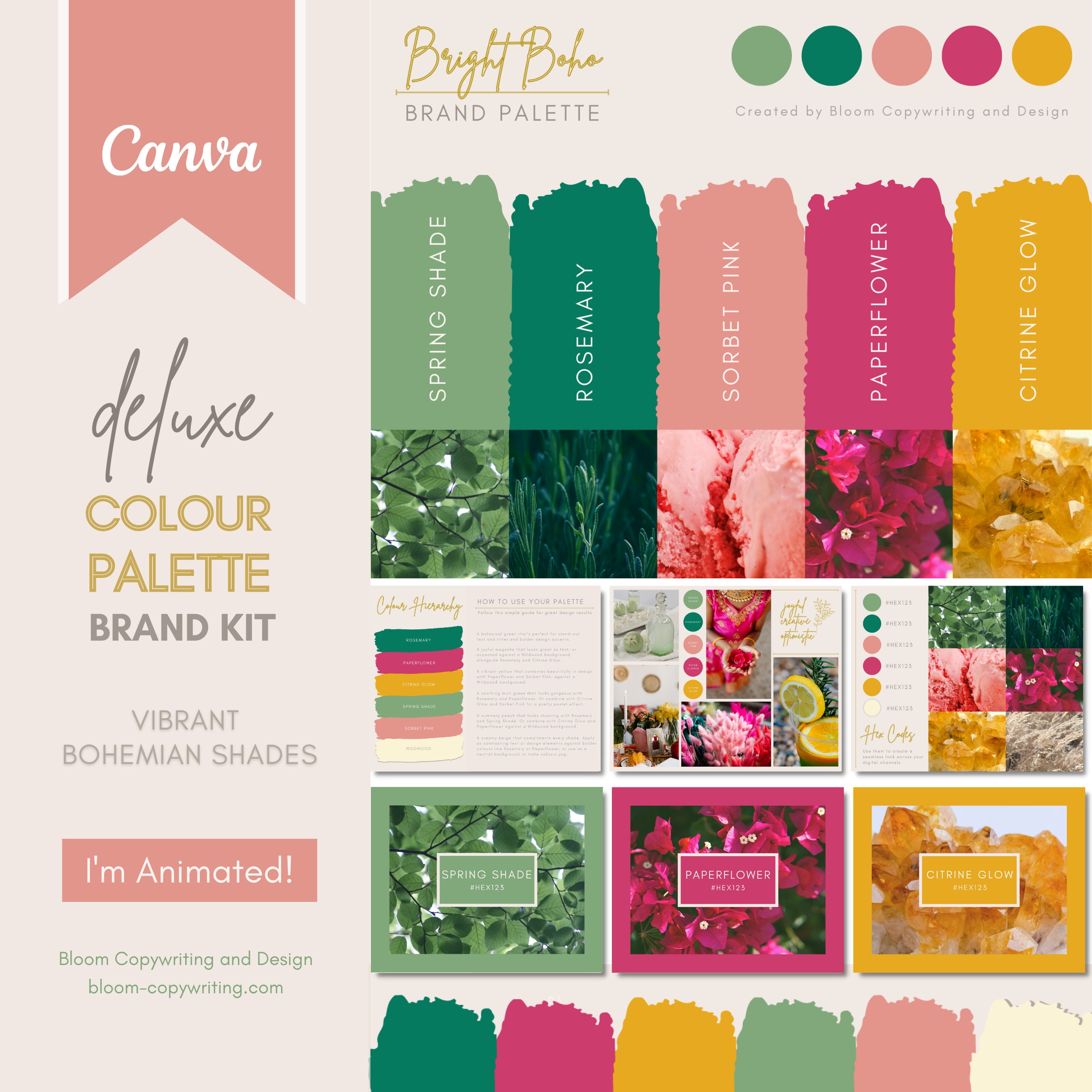 Deluxe Boho Brand Palette Editable Canva Colour Palette With Hex Codes ...