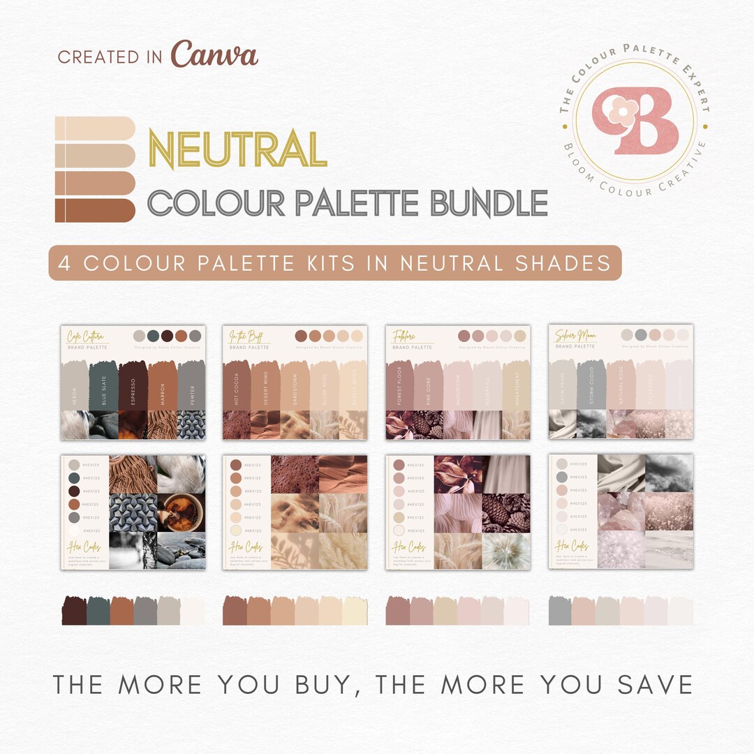 SAVE 25% - Neutral Brand Colour Palette Bundle - Canva Colour Palette ...