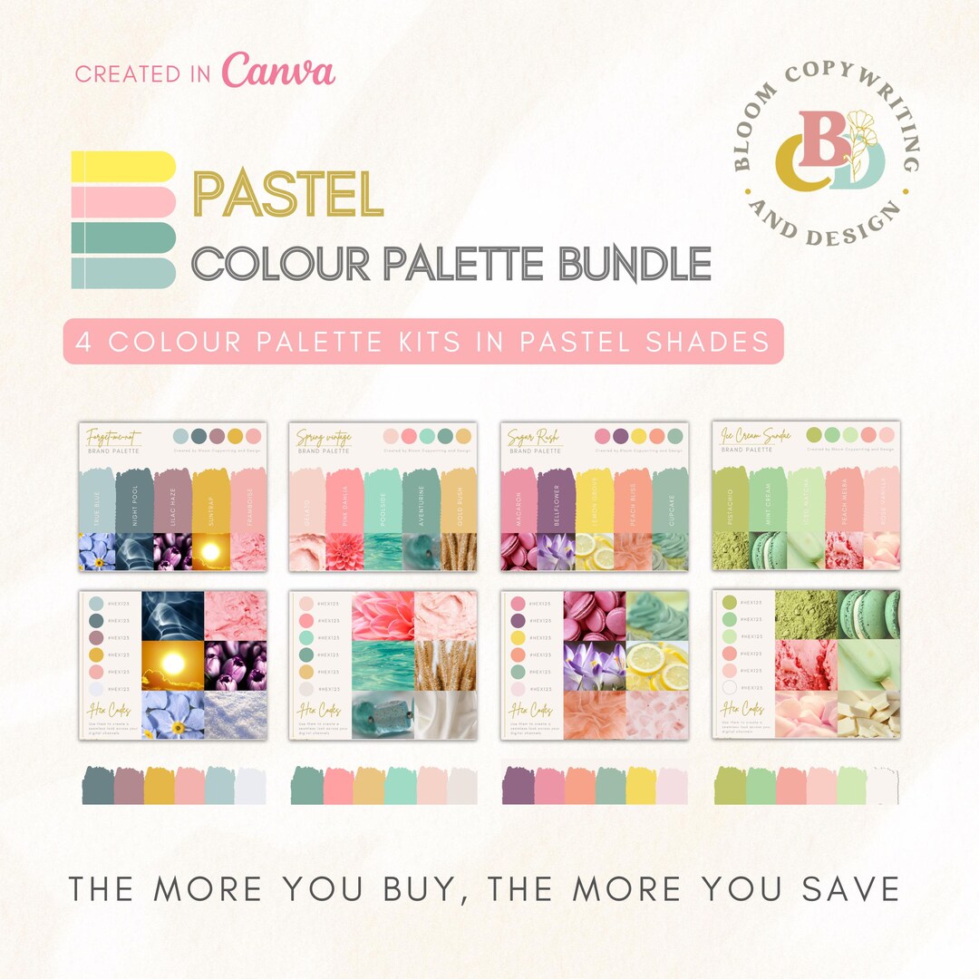 SAVE 25% | Pastel Brand Color Palette Bundle | Canva Color Palette With ...