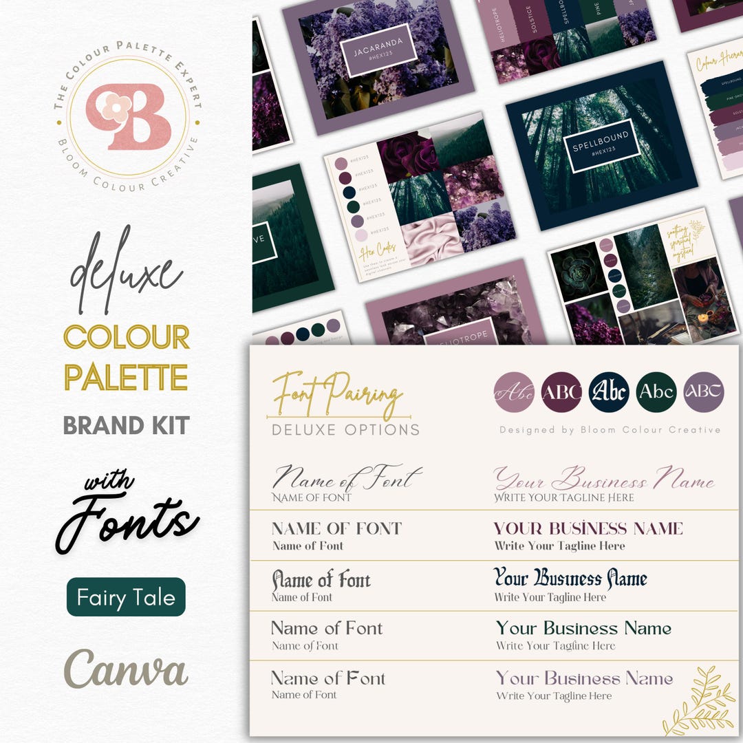 Fairy Tale Color Palette With Fonts | Canva Brand Palette + CMYK, RGB ...