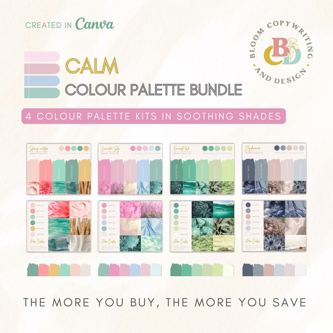 SAVE 25% | Calm Brand Color Palette Bundle | Canva Color Palette With Hex Codes | Premium ...