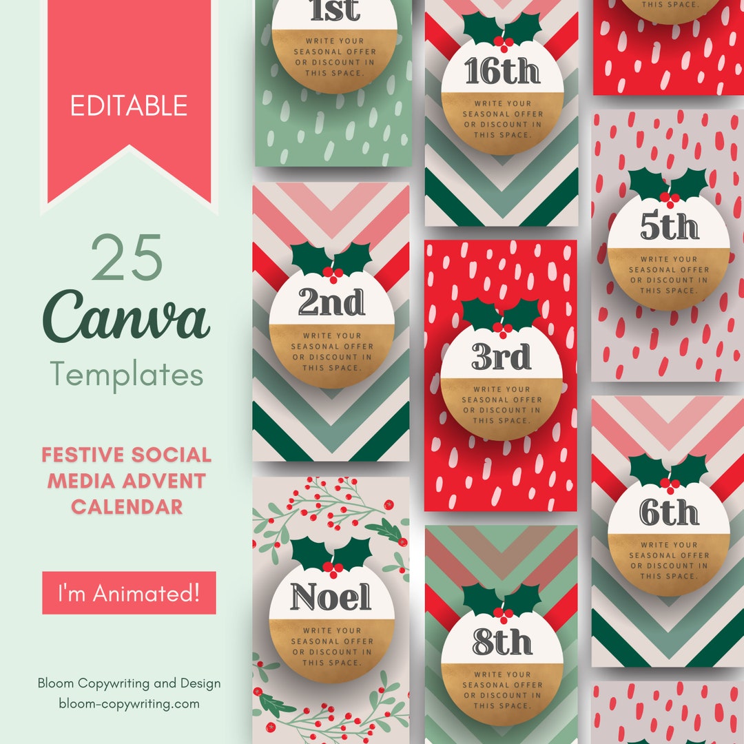 25 Christmas Calendar Story Templates Customisable Canva Templates for ...