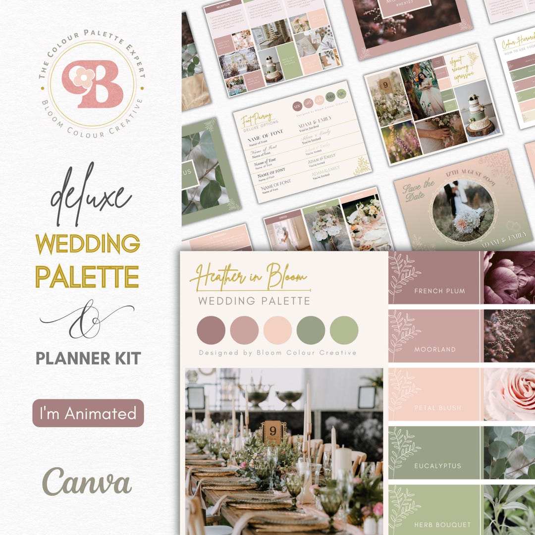 Heather Wedding Palette - Editable Canva Colour Palette With Hex Codes ...