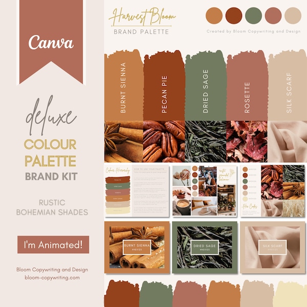 Deluxe Brand Palette Editable Canva Colour Palette With Hex Codes Small ...