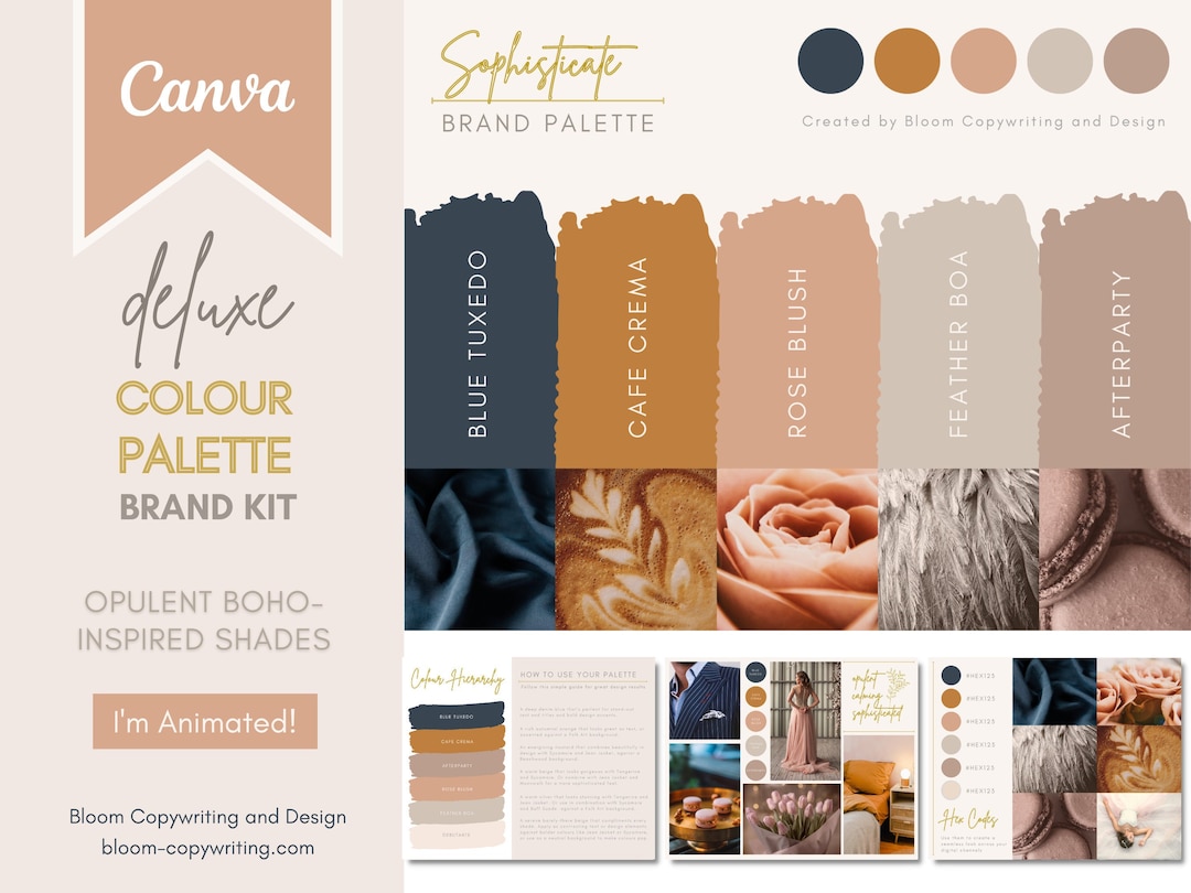 Deluxe Brand Palette Editable Canva Colour Palette With Hex - Etsy