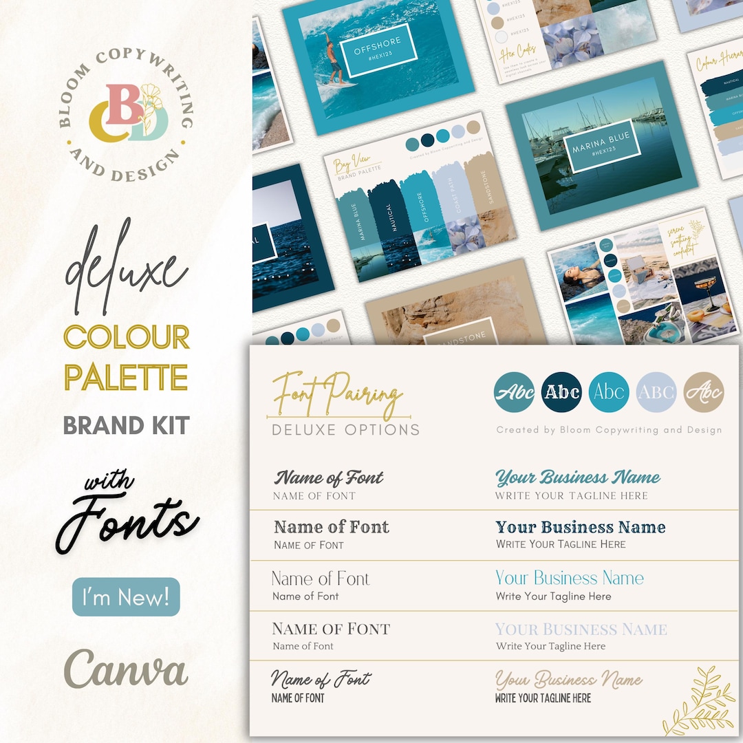 Nautical Color Palette With Fonts | Canva Brand Palette + CMYK, RGB ...