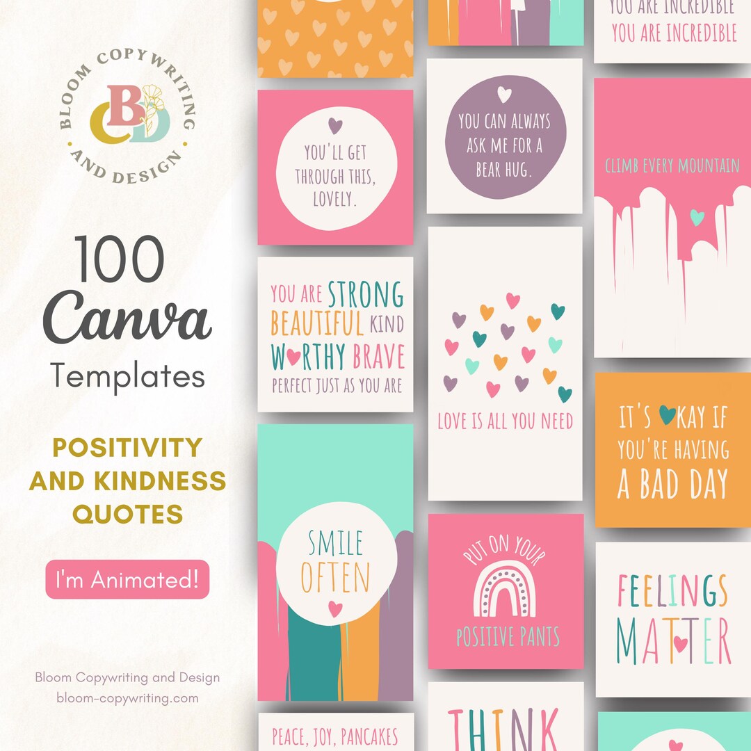 100 Positivity & Mental Health Quote Templates Rainbow Customisable ...