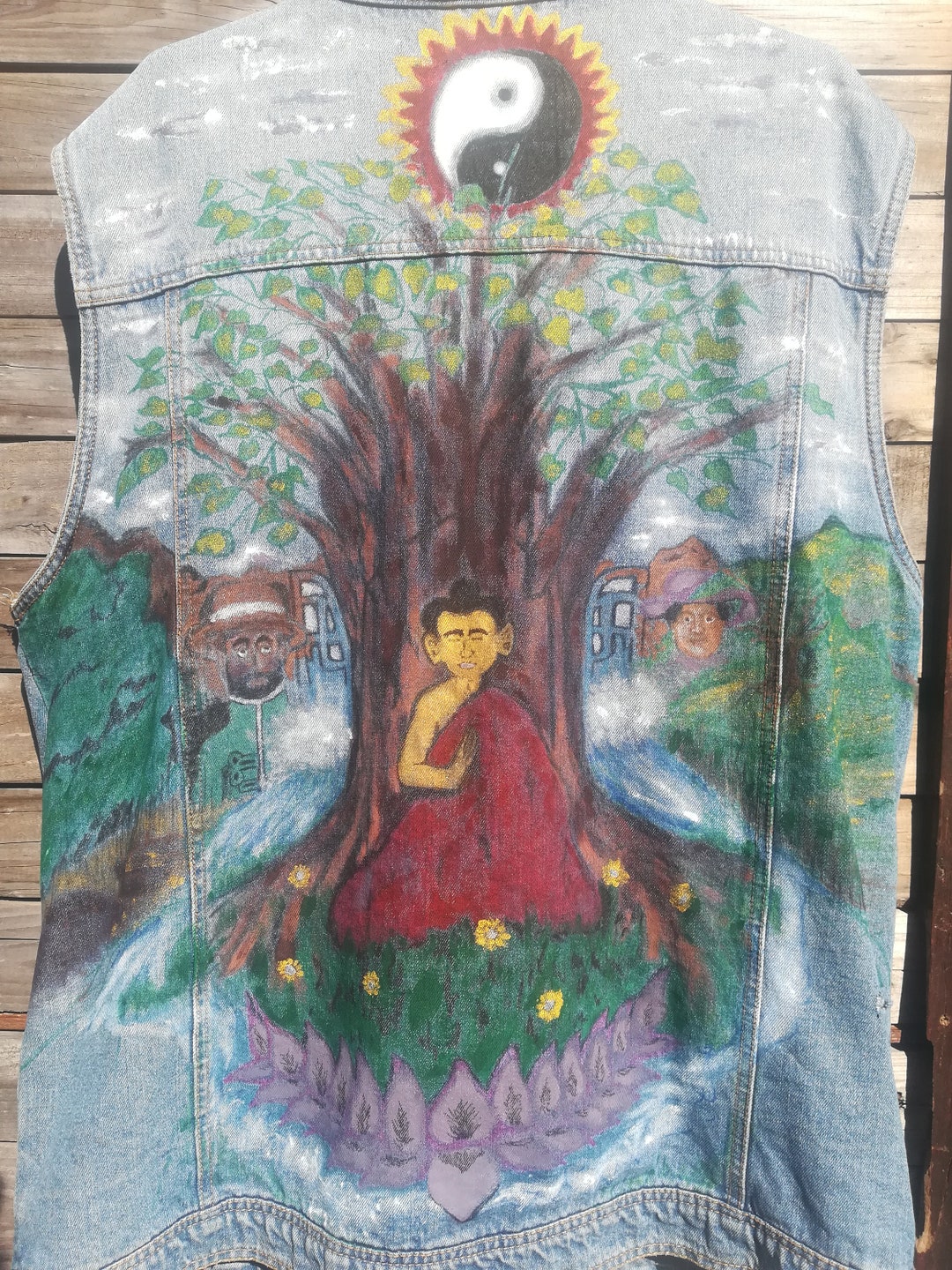 Hand-painted Sleevless Jacket (buddha Bodhi) - Etsy