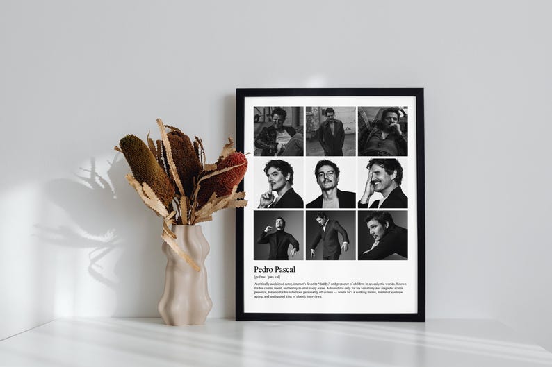 Pedro Pascal Poster, Black and White Poster, Printable Retro Wall Art ...