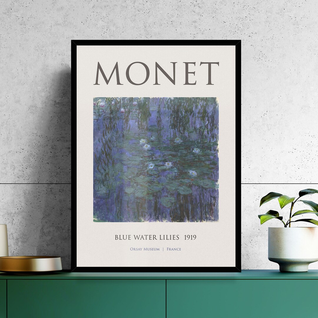 Blue Water Lilies, Claude Monet Painting Print, Monet Exhibition Poster ...