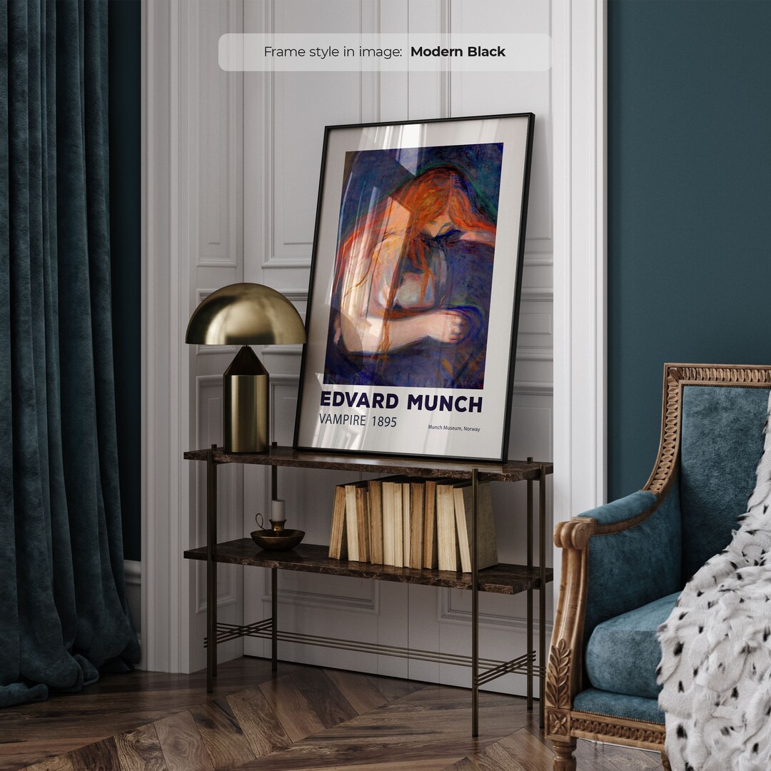 Vampire (1895) - Edvard Munch Poster | Frame Included | Scary Wall Art ...