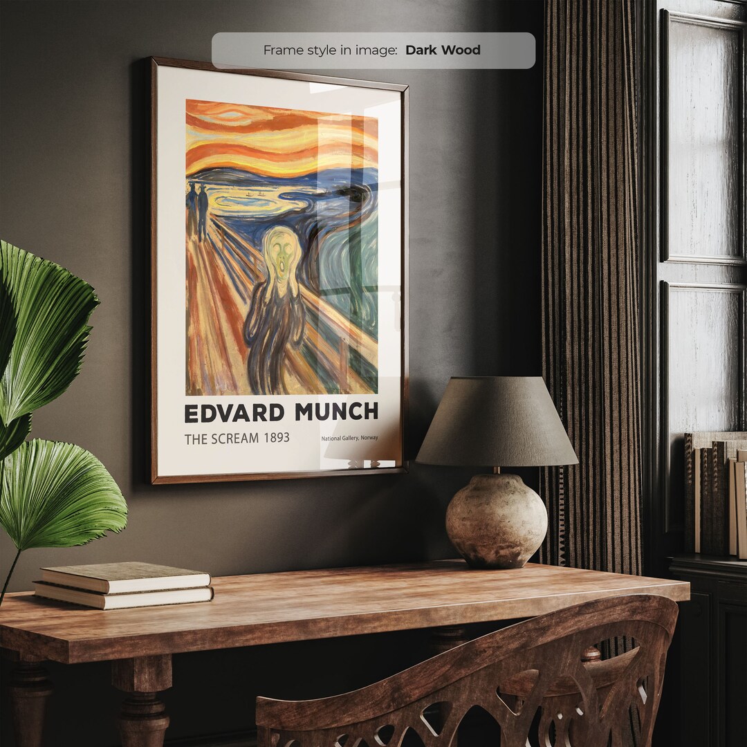 The Scream (1893) - Edvard Munch Poster | Frame Included | Scary Wall ...