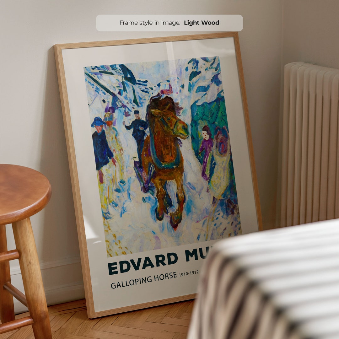 Galloping Horse - Edvard Munch Poster | Frame Included | Painting of a ...