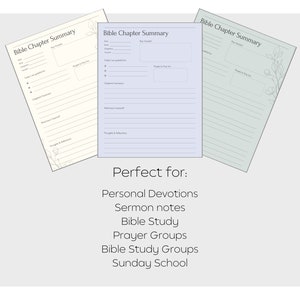 Bible Study Planner Printable Bible Chapter Summary Planner - Etsy
