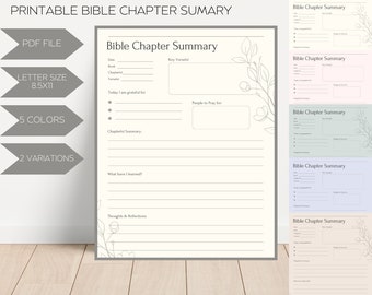 Bible Chapter Summary Printable Christian Study Planner Journal Faith ...