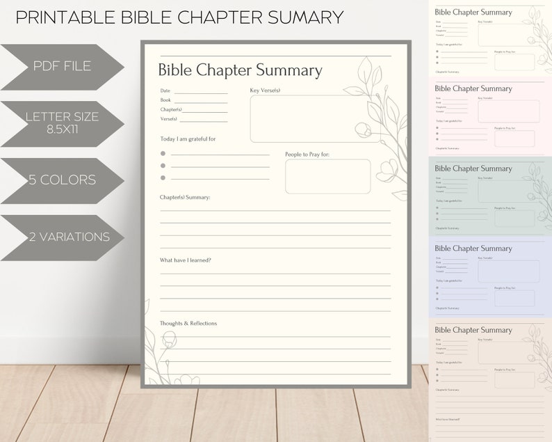 Bible Study Planner Printable Bible Chapter Summary Planner - Etsy