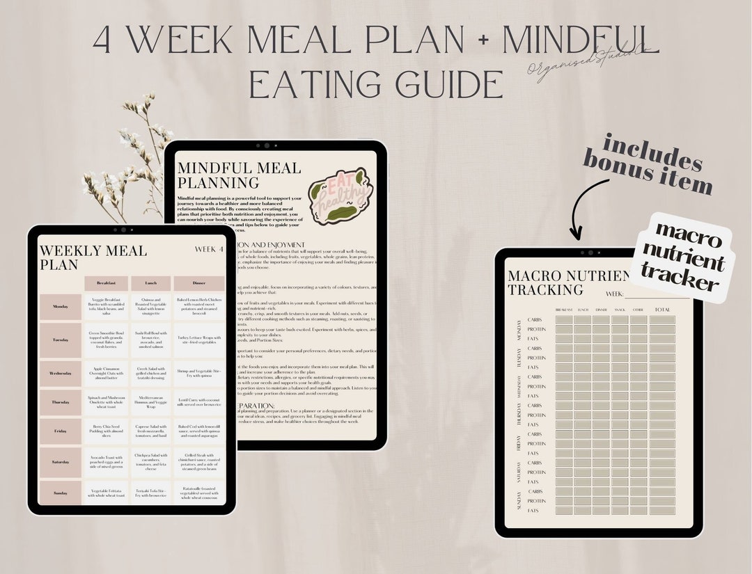 4 WEEK MEAL PLAN + Guides | Mindful Meal Planning Guide, Shopping and ...