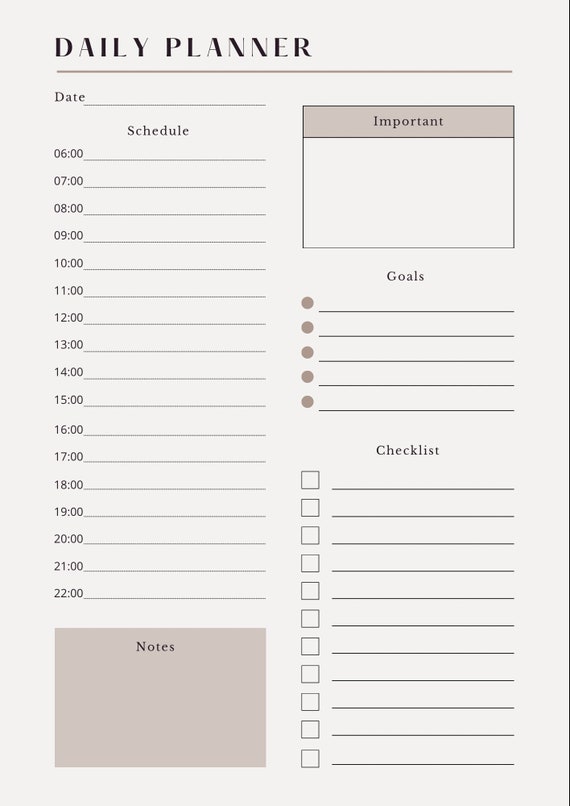 Daily Planner Printable Goodnotes One Page a Day - Etsy