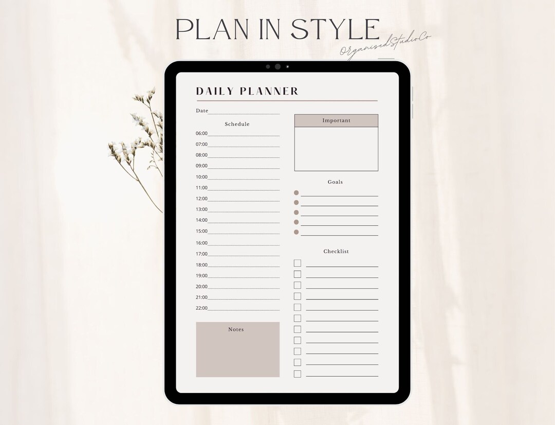 Daily Planner Printable Goodnotes One Page a Day - Etsy