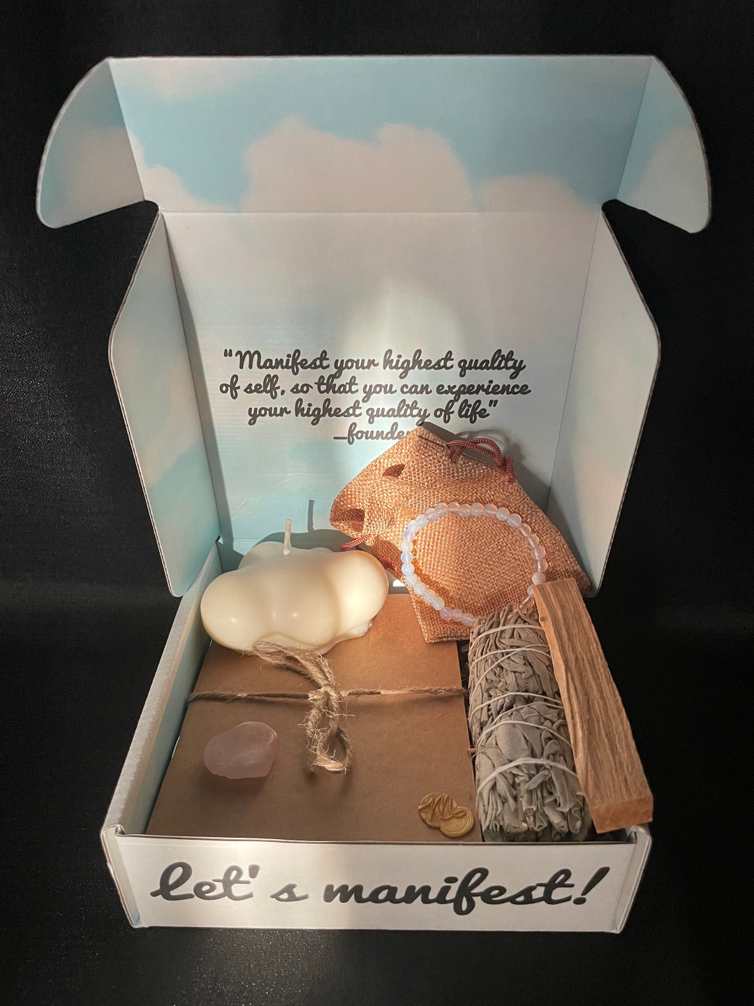 Manifestique Original Spiritual Gift Box Mini Cloud Candle Palo Santo ...