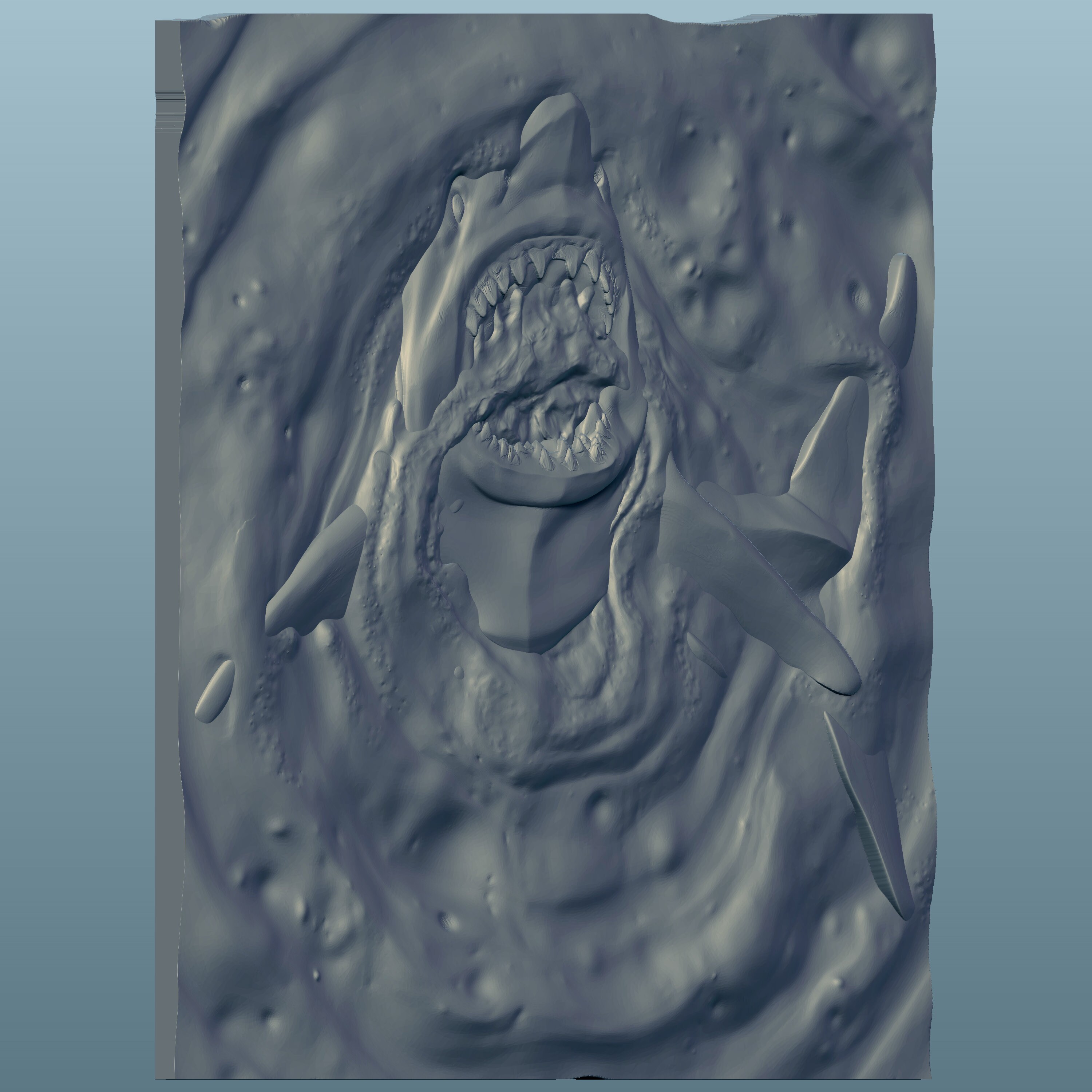 Shark Waters Reliefs 3D STL Model for CNC Router Engraver Carving ...