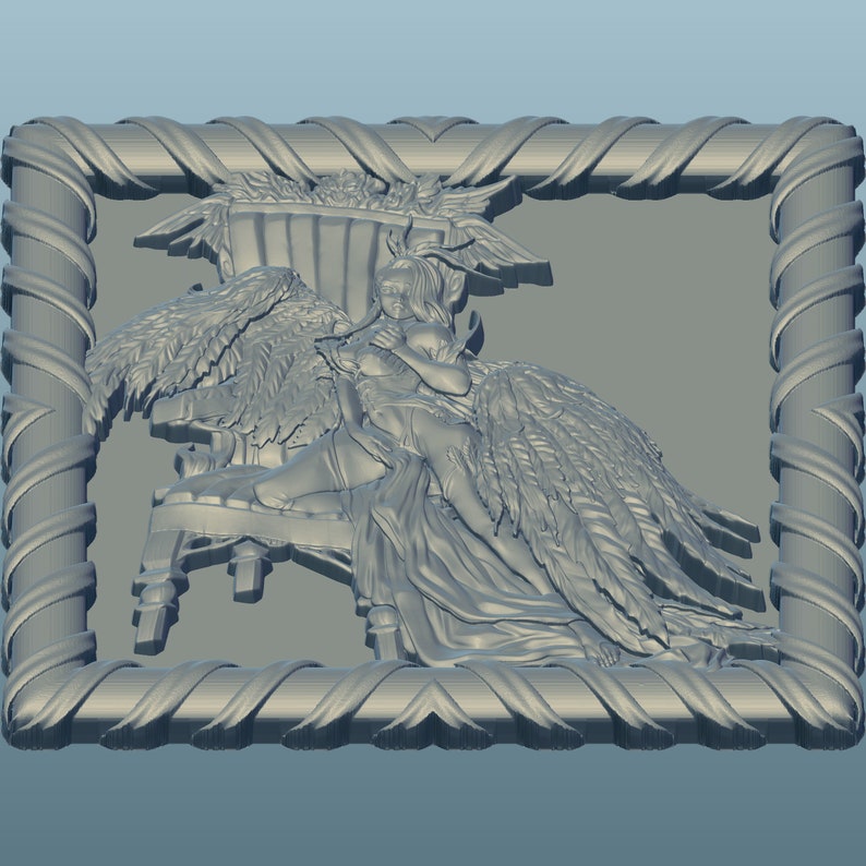 Girl Wings Reliefs 3D STL Model for CNC Router Engraver Carving Machine Relief Artcam Aspire Cnc ...