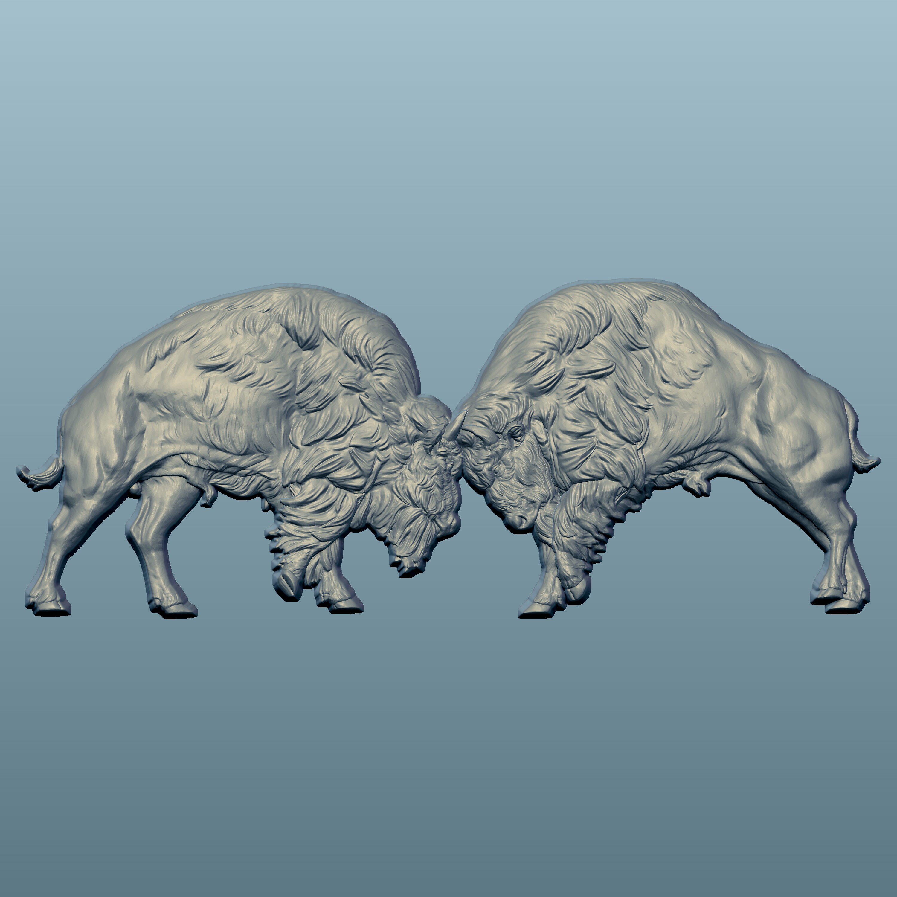 Bison Fight Reliefs 3D STL* Model for CNC Router Engraver Carving ...