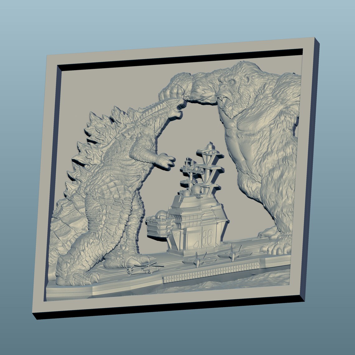 Godzilla Vs Kong Reliefs 3D STL Model for CNC Router Engraver Carving ...