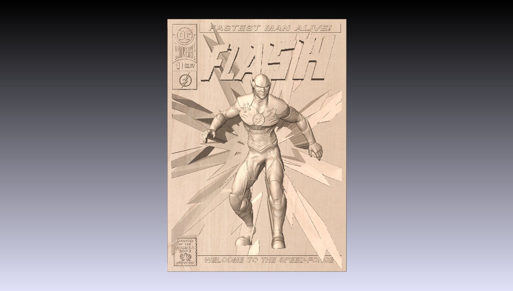 The Flash Comic Book Cover Reliefs 3D STL Model for CNC Router Engraver ...