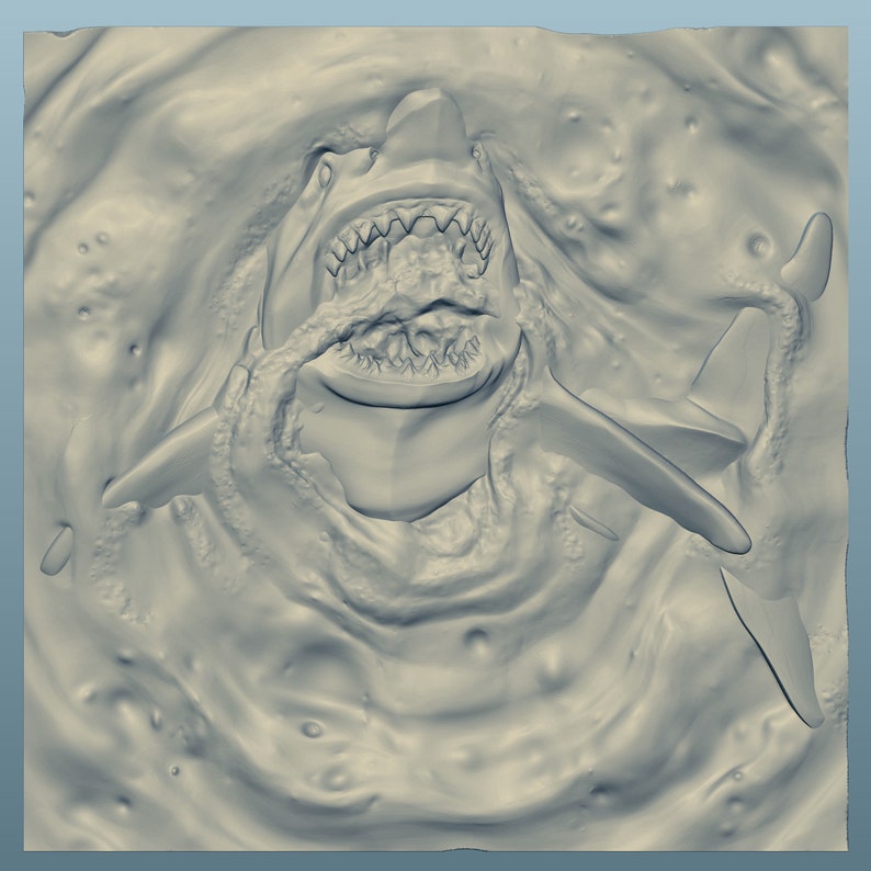 Shark Waters Reliefs 3D STL* Model for CNC Router Engraver Carving ...
