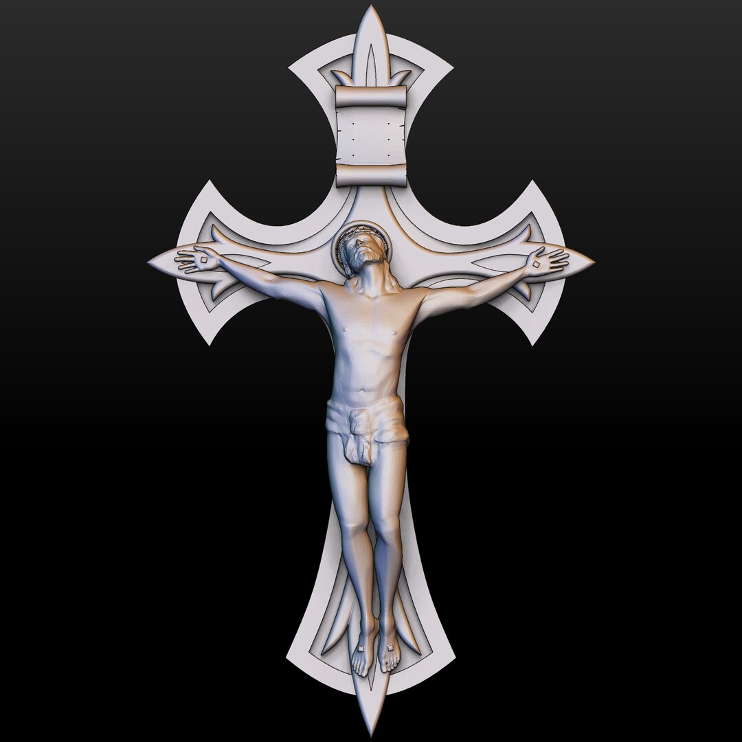 Crucifix Cross Model Relief Reliefs 3D STL Model for CNC Router ...